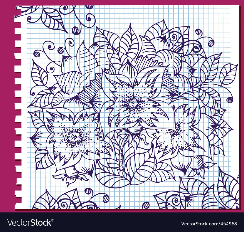 Floral ink pattern Royalty Free Vector Image - VectorStock