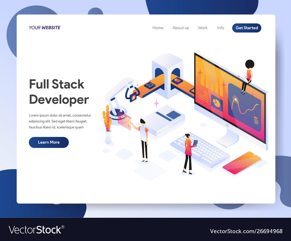 Full stack developer isometric concept Royalty Free Vector