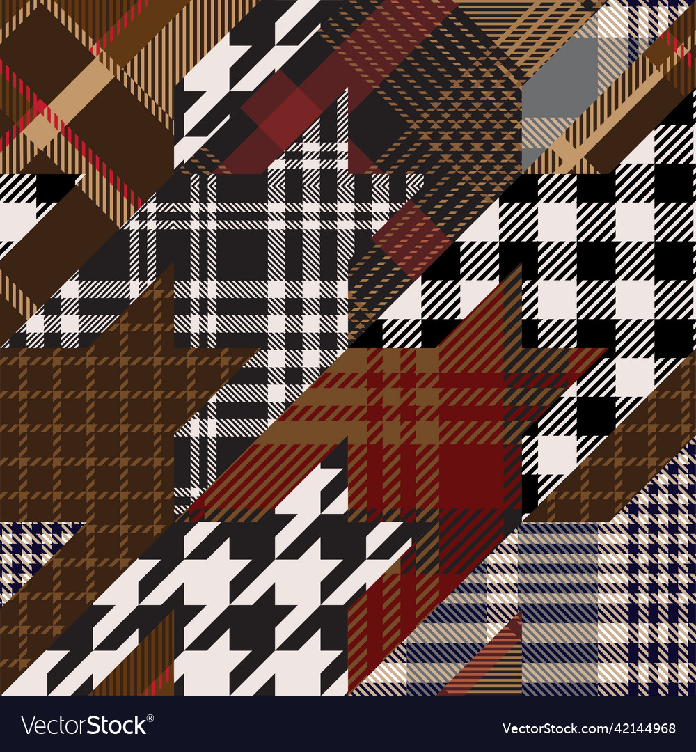 Houndstooth plaid pattern patchwork fabric swatch Vector Image