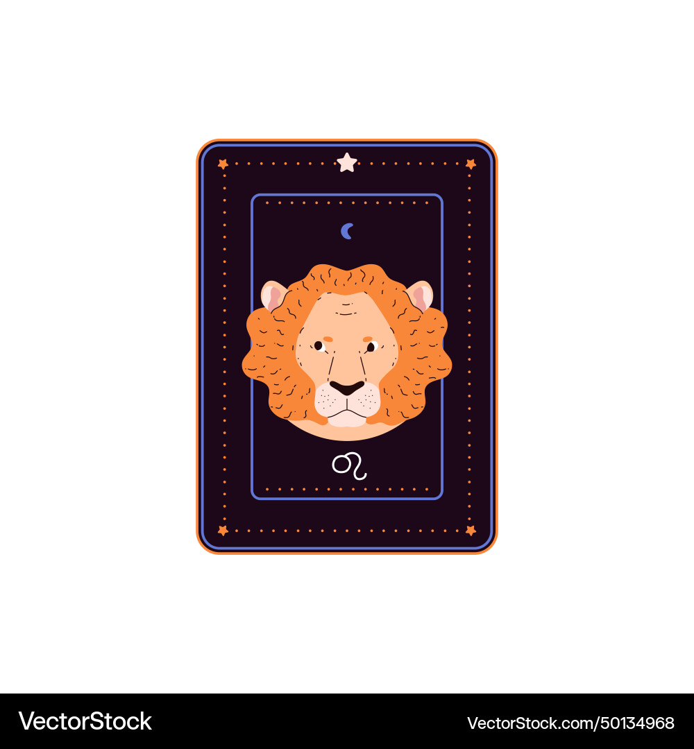 Leo zodiac sign card design flat Royalty Free Vector Image