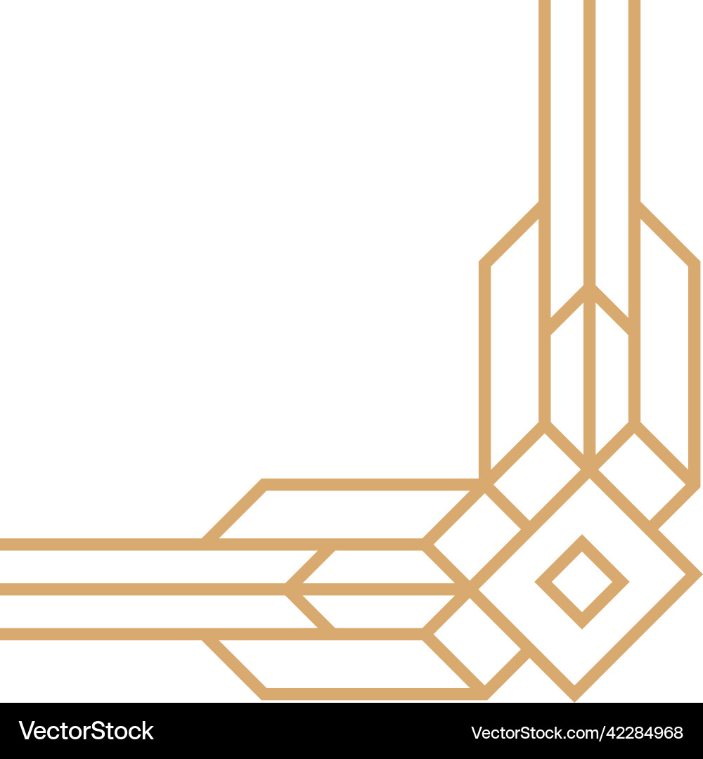 Ornamental corner decorative art deco golden Vector Image