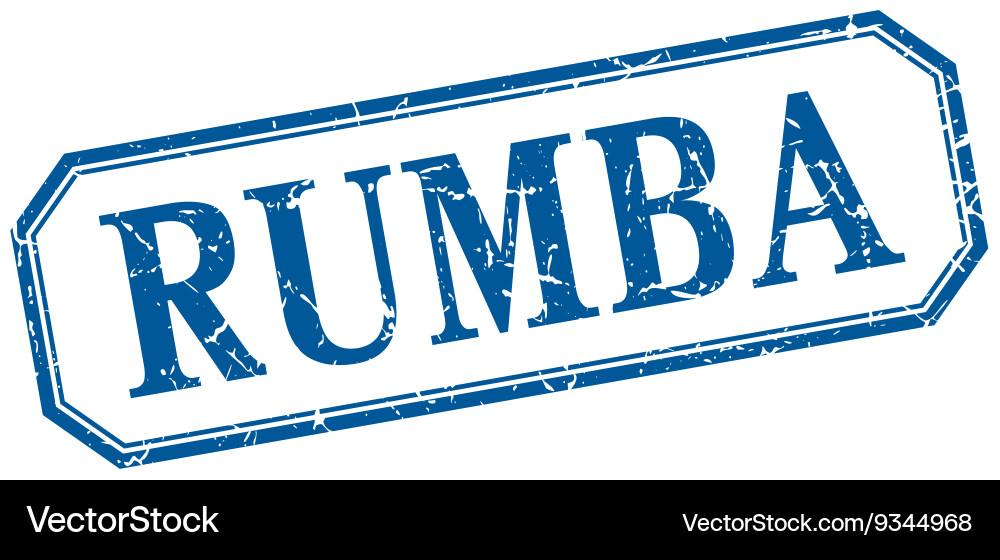 Rumba square blue grunge vintage isolated label Vector Image