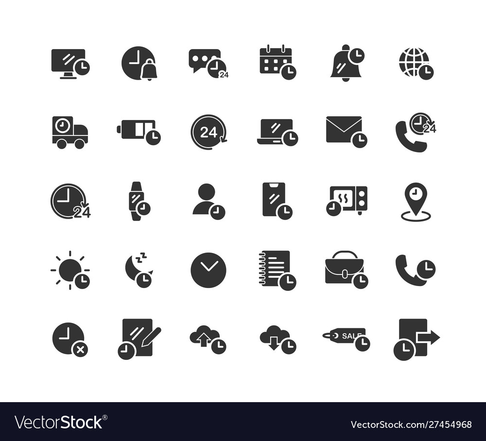 Time solid icon set Royalty Free Vector Image - VectorStock
