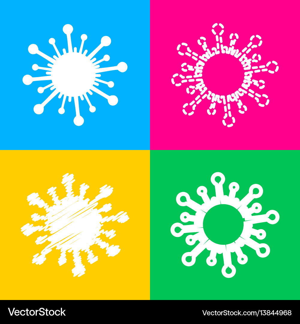 Virus sign four styles of icon Royalty Free Vector Image