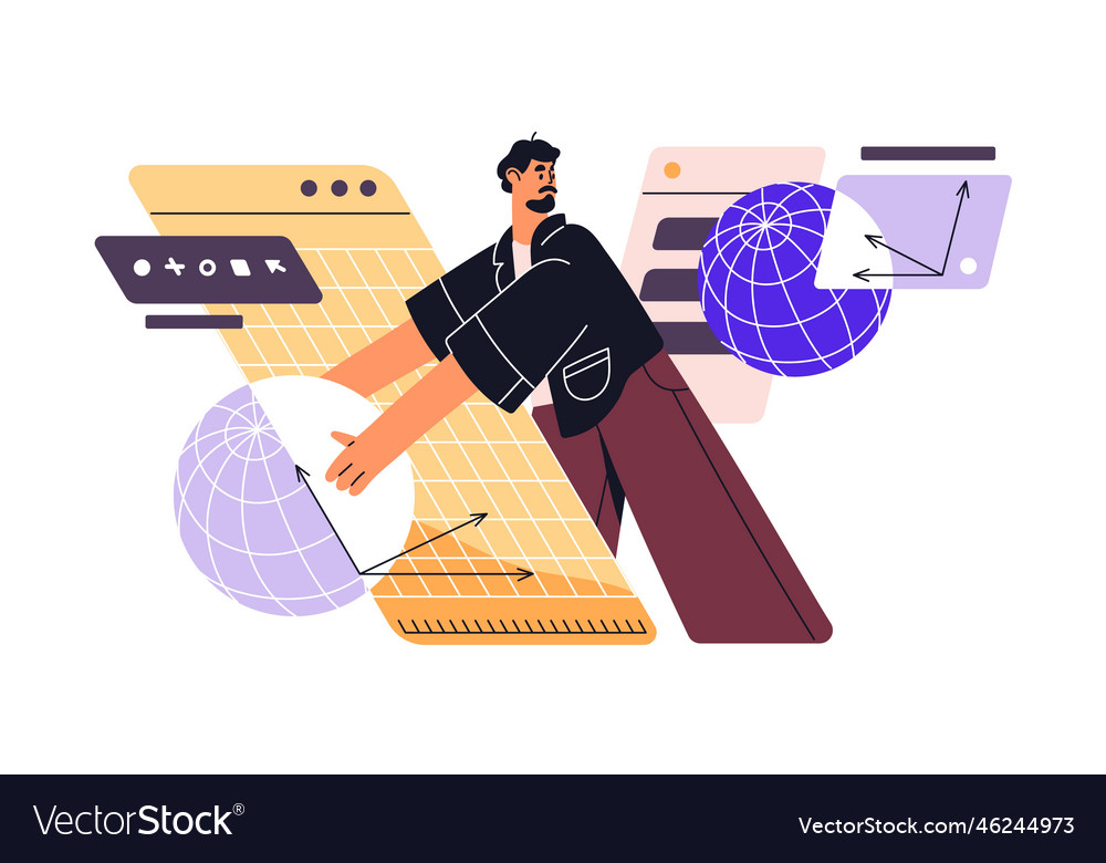 3d designer artist developing creating model Vector Image