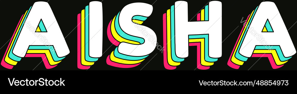 Aisha - retro rainbow typography faded style Vector Image