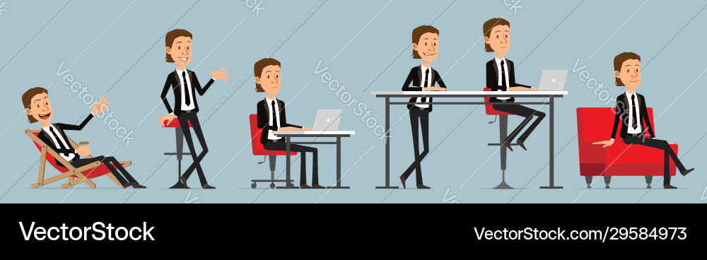 Cartoon cute office boy character big set Vector Image