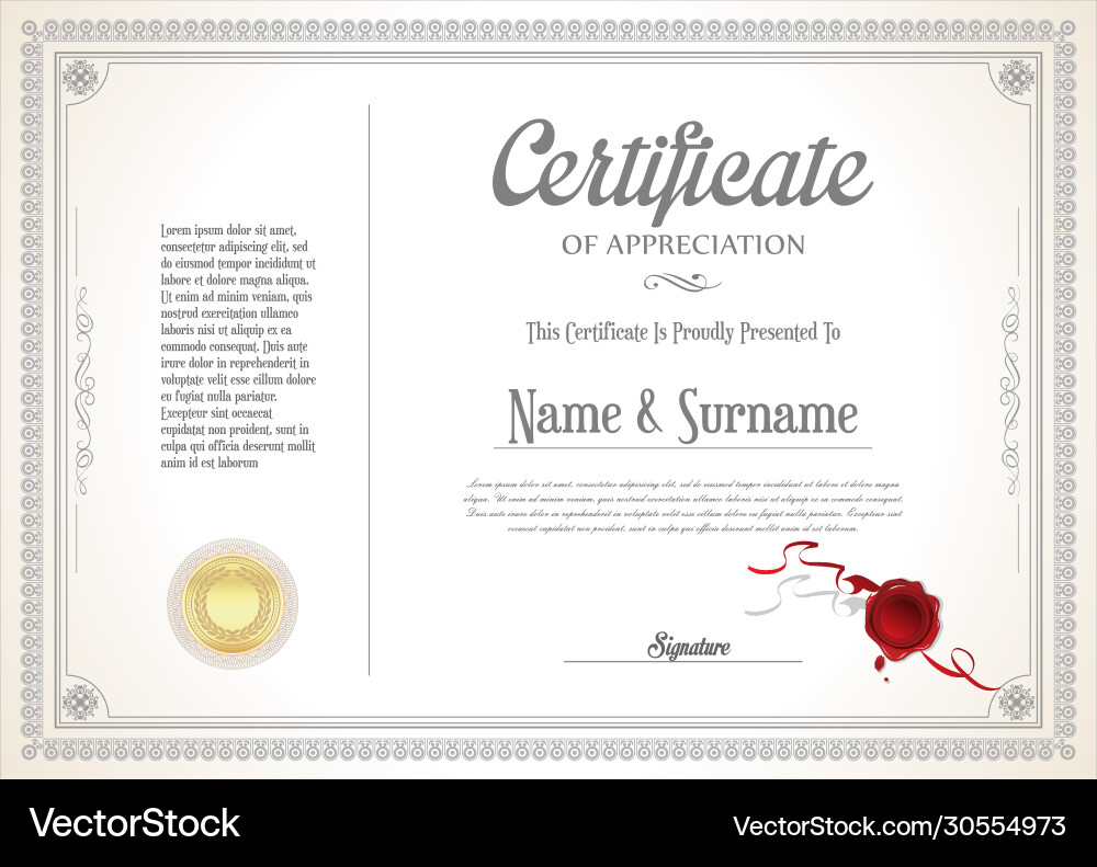 Certificate or diploma retro vintage design Vector Image