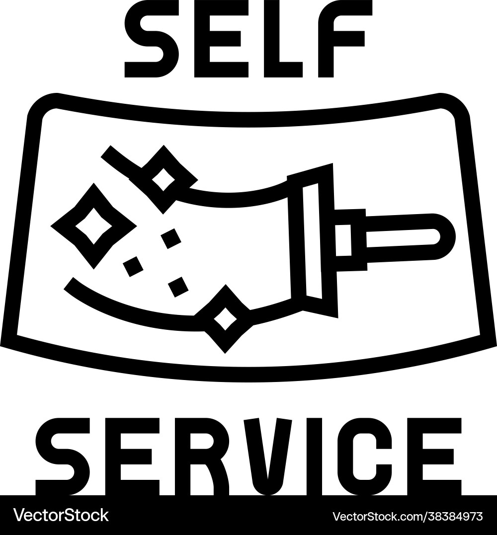 Cleaning windows self car wash service line icon Vector Image