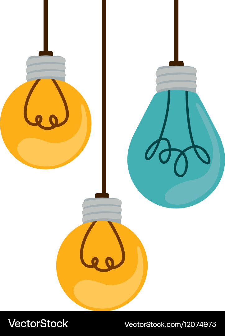 Colorful hanging bulbs with filaments Royalty Free Vector