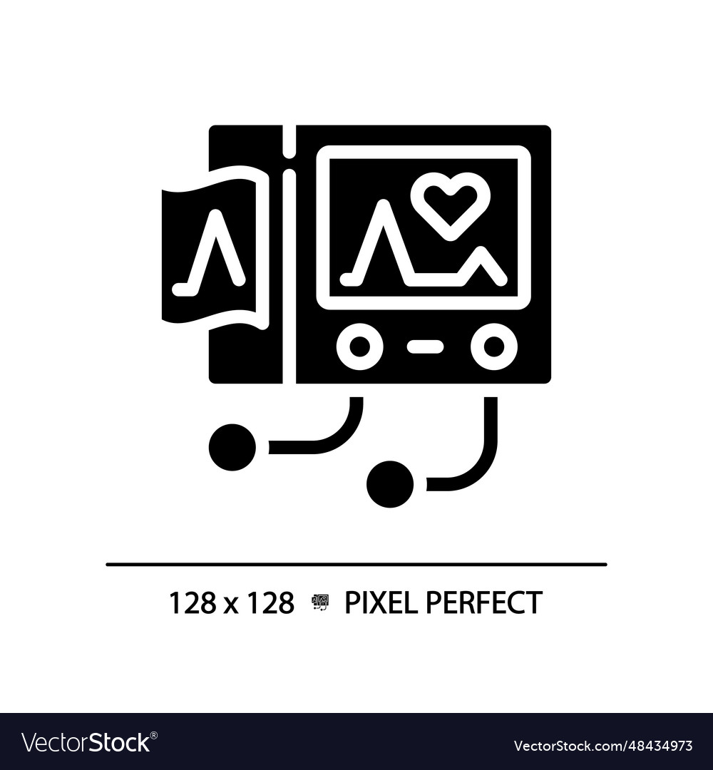 Ecg machine pixel perfect black glyph icon Vector Image Ecg machine pixel perfect black glyph icon Vector Image
