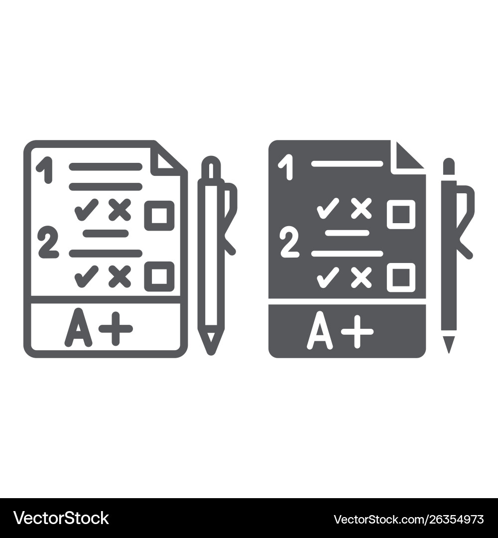 Exam line and glyph icon questionnaire and form Vector Image