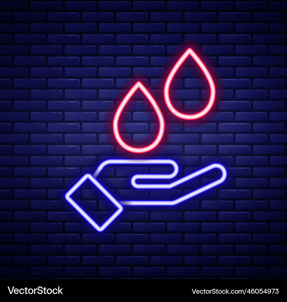 Glowing neon line washing hands with soap icon Vector Image