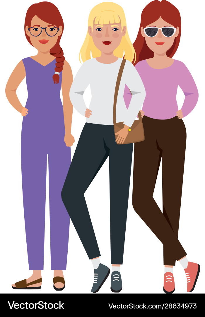Group beautiful women standing avatar character Vector Image