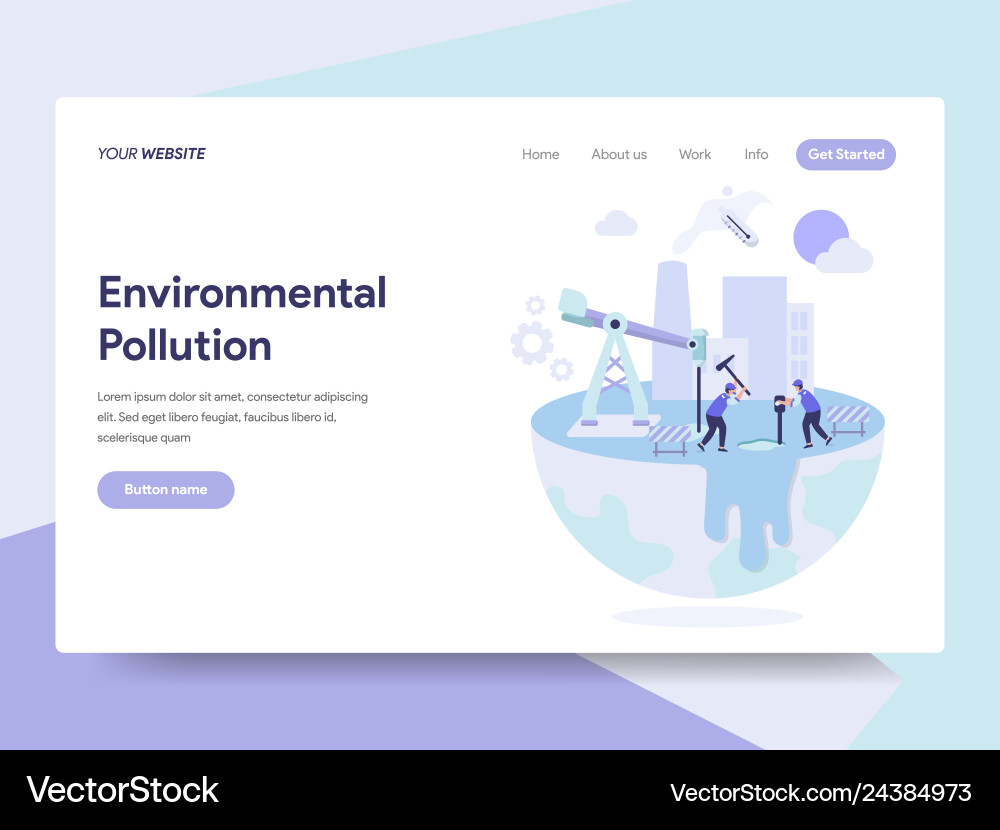Landing page template of environmental pollution Vector Image
