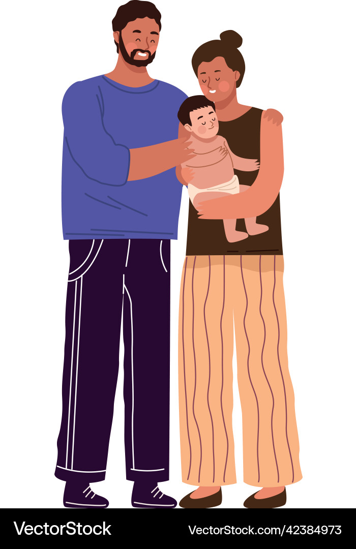 Parents couple and baby Royalty Free Vector Image