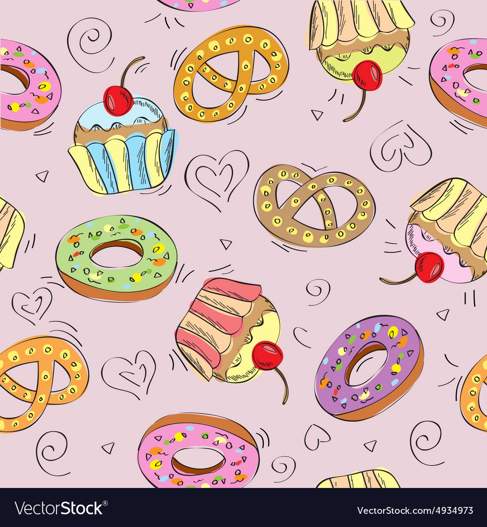 Seamless pattern cakes Royalty Free Vector Image