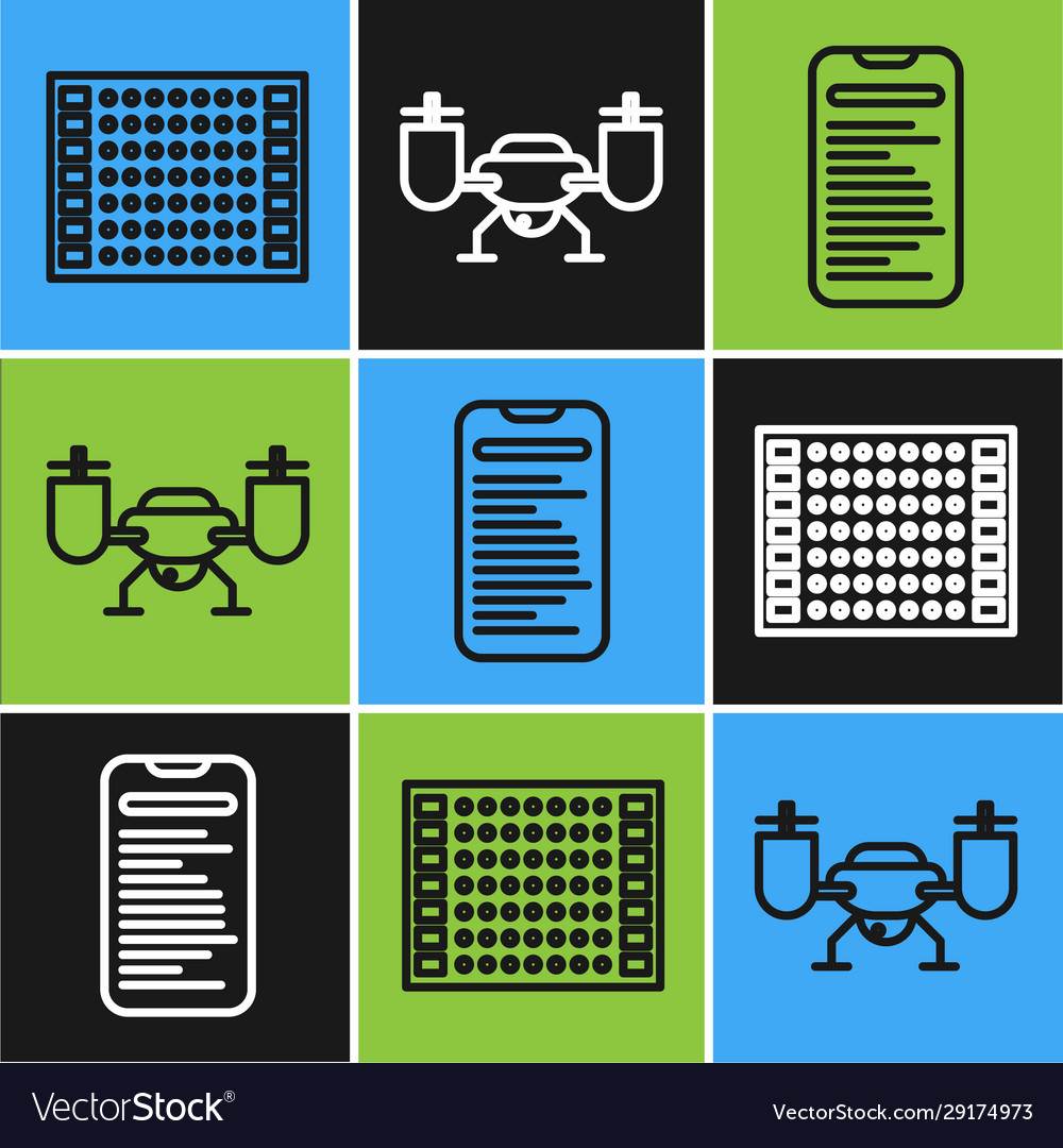 Set line printed circuit board pcb computer api Vector Image