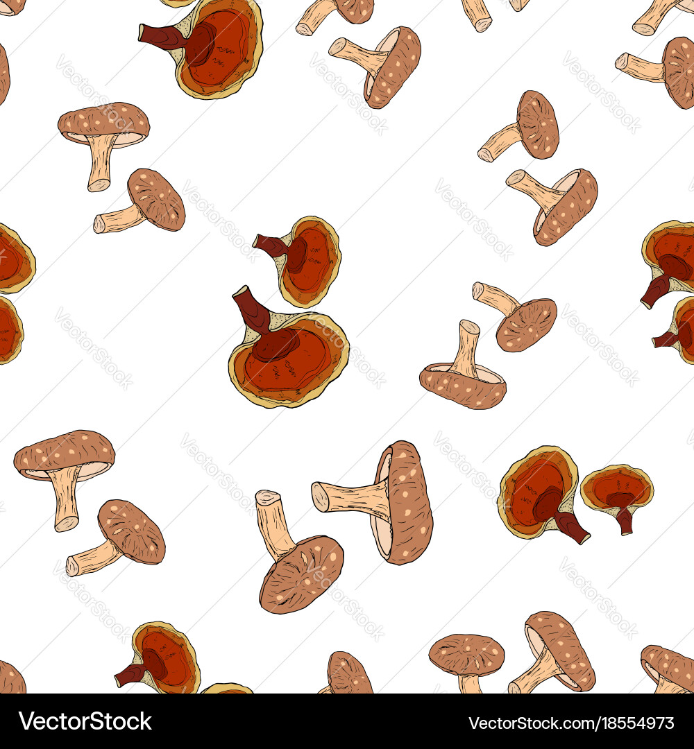 Shiitake and reishi mushroom seamless pattern Vector Image