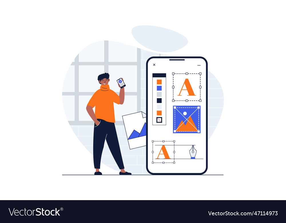 Web development concept with character scene Vector Image