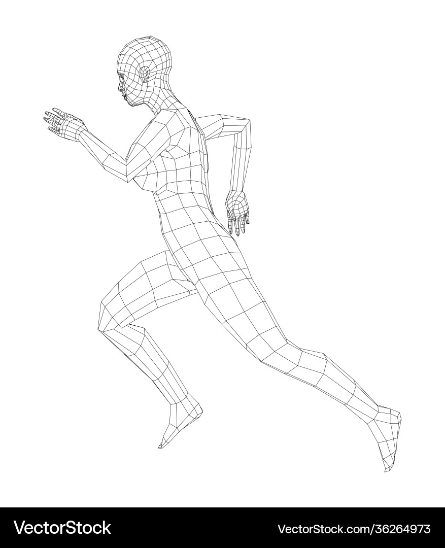 Wireframe running woman Royalty Free Vector Image