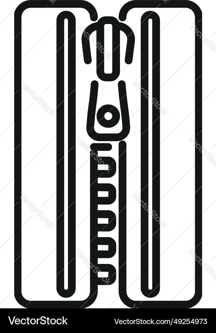 Zipper haberdashery icon outline fabric Royalty Free Vector