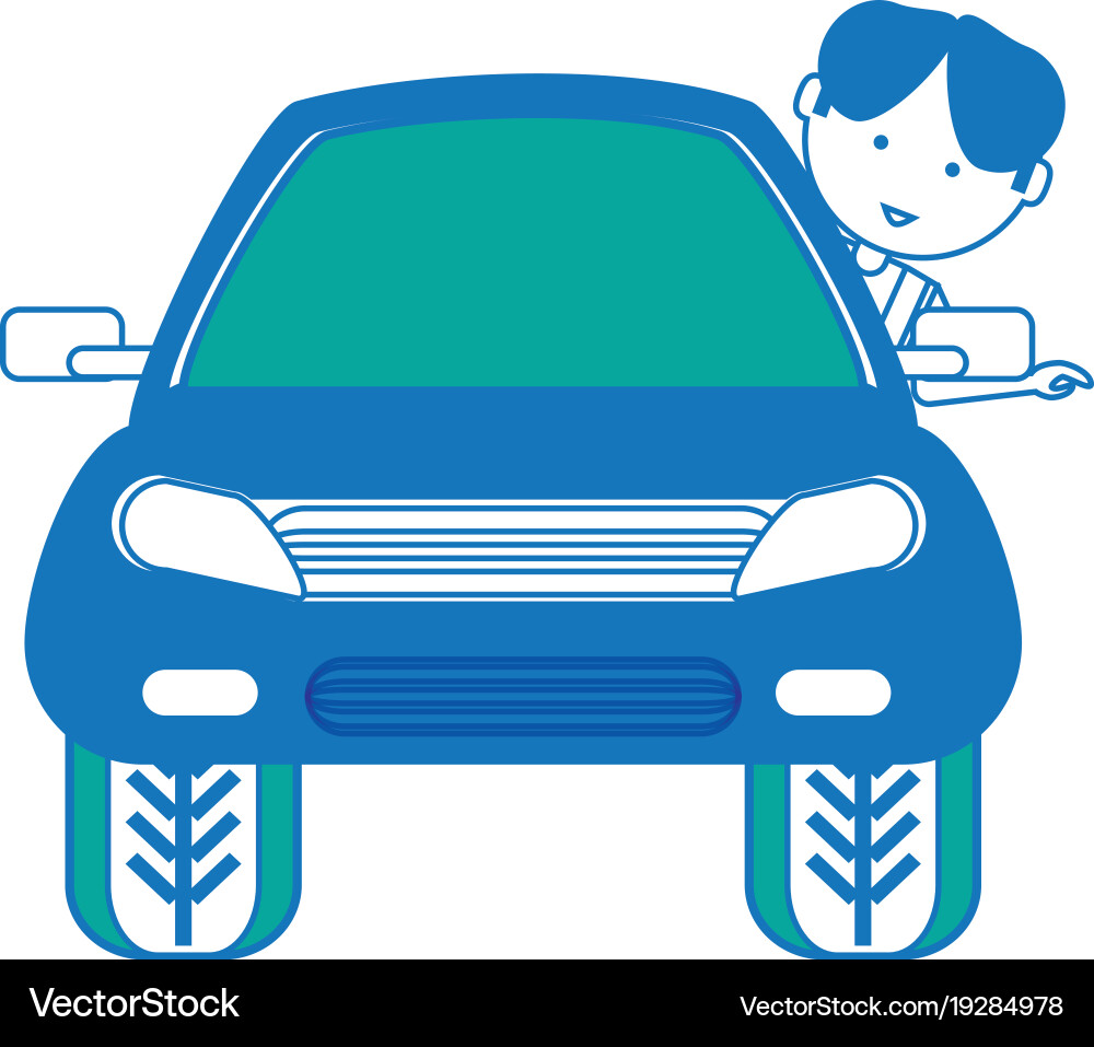 Cartoon man and car icon Royalty Free Vector Image