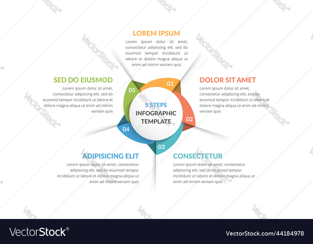 Circle diagram - five elements Royalty Free Vector Image