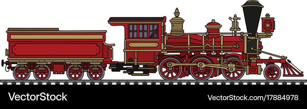 Classic red wild west locomotive Royalty Free Vector Image