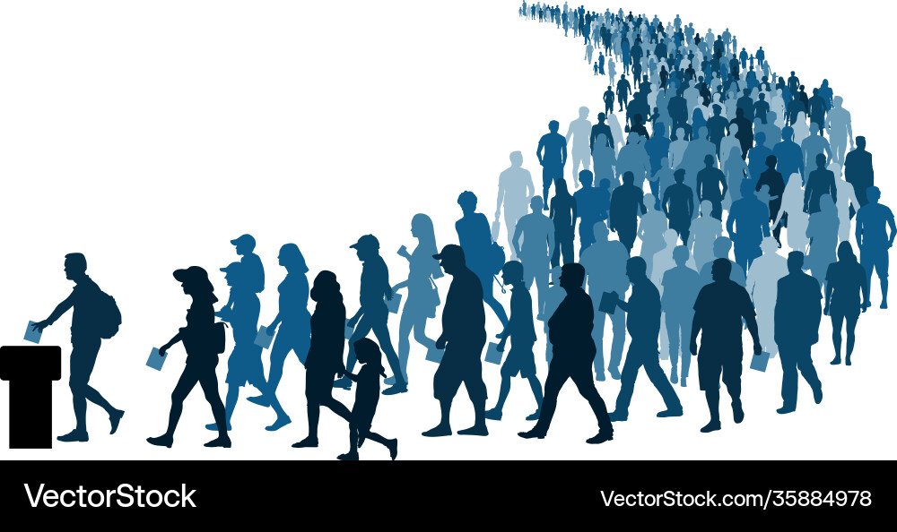 Crowd people go to polls vote Royalty Free Vector Image