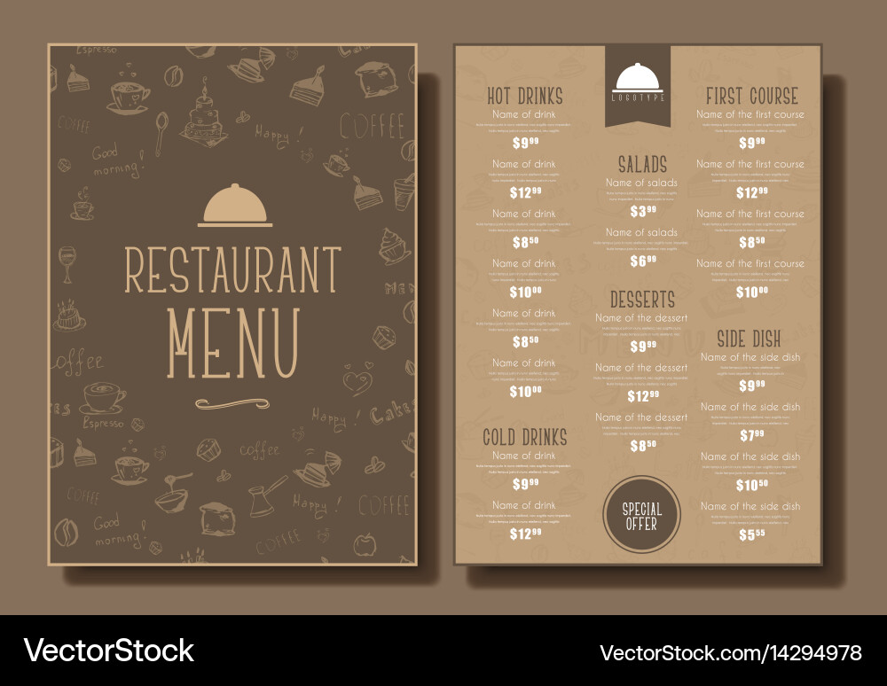 Design 2 a4 pages with drawings by hand on an old Vector Image
