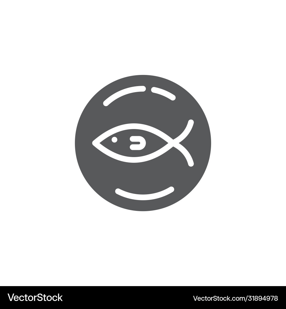 Fried fish top view on plate icon symbol isolated Vector Image