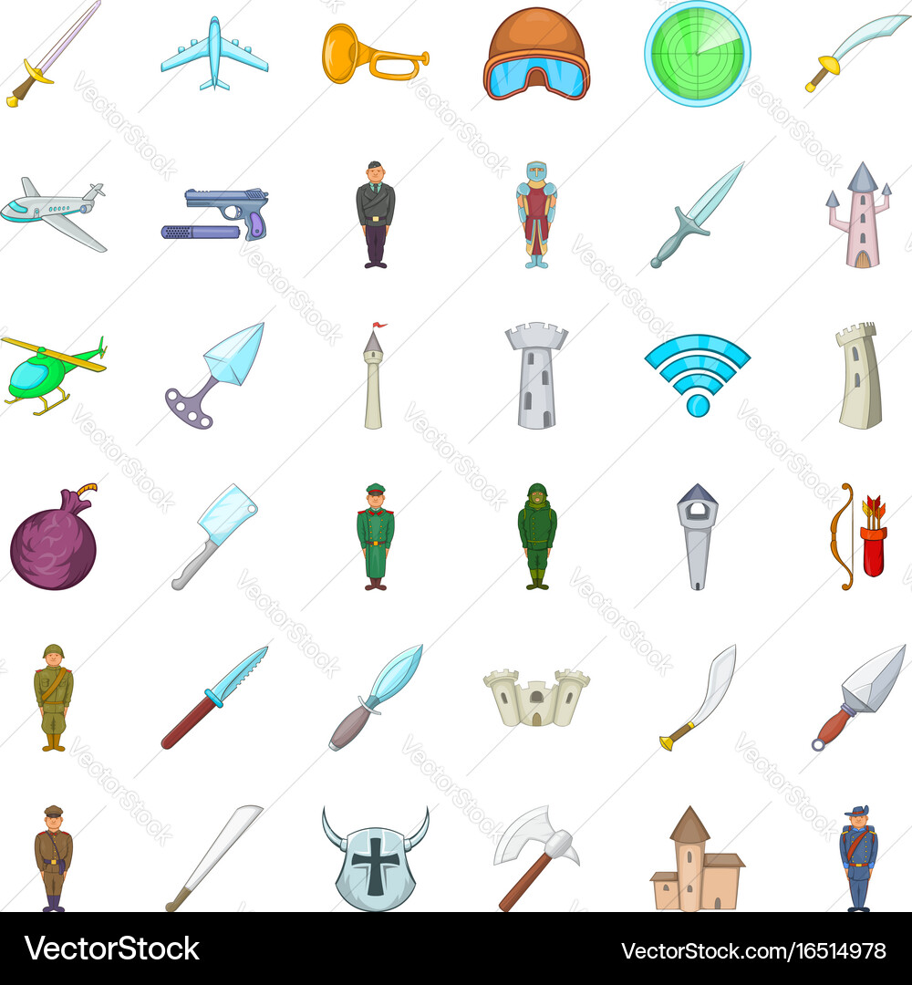 Great war icons set cartoon style Royalty Free Vector Image
