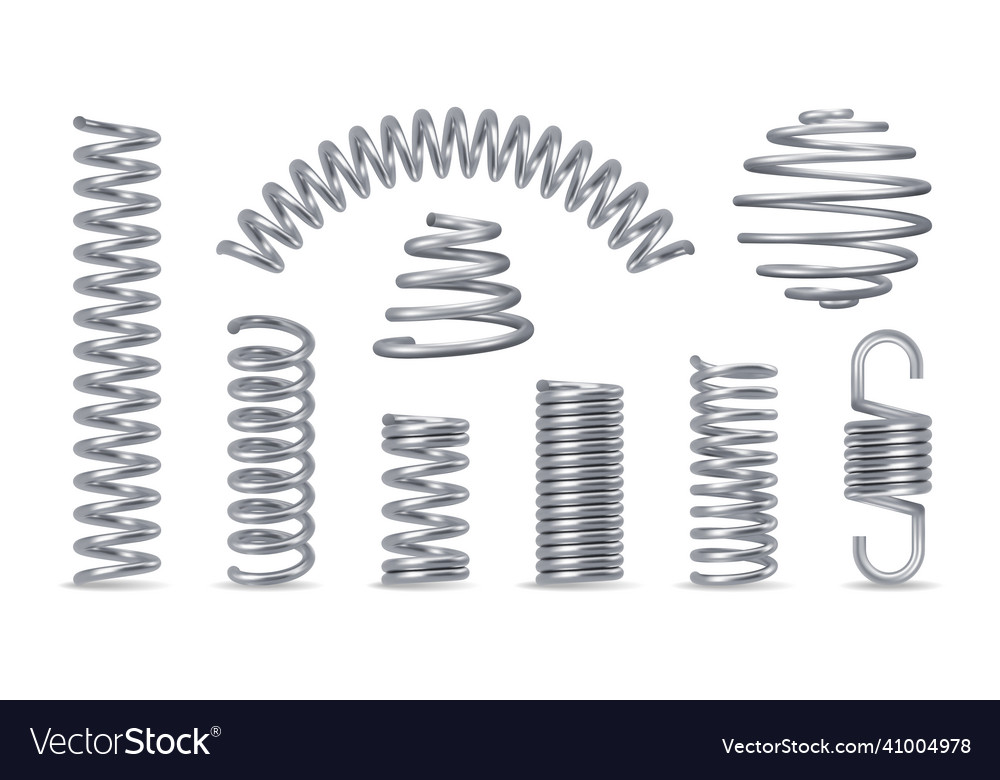 Metal spring silver set Royalty Free Vector Image