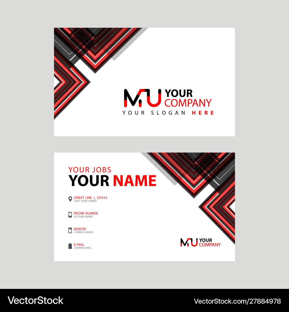 Mu logo letter with box decoration on edge Vector Image