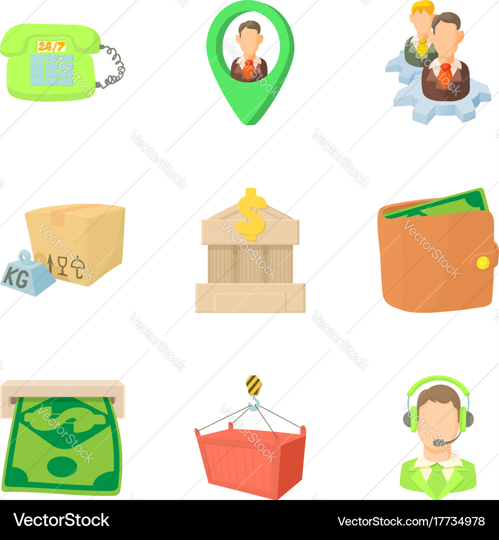 Payout icons set cartoon style Royalty Free Vector Image