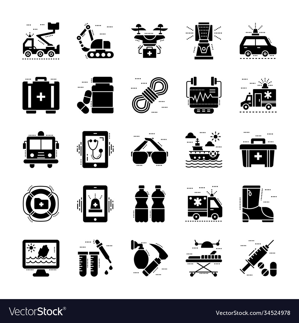 Rescue emergency solid set Royalty Free Vector Image