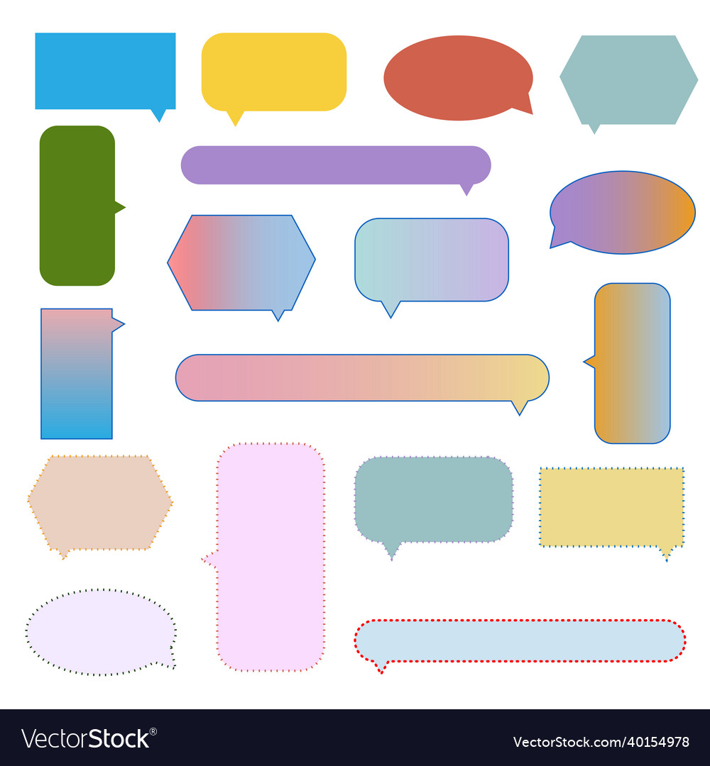 Set of blank colorful speech bubbles frame talk Vector Image