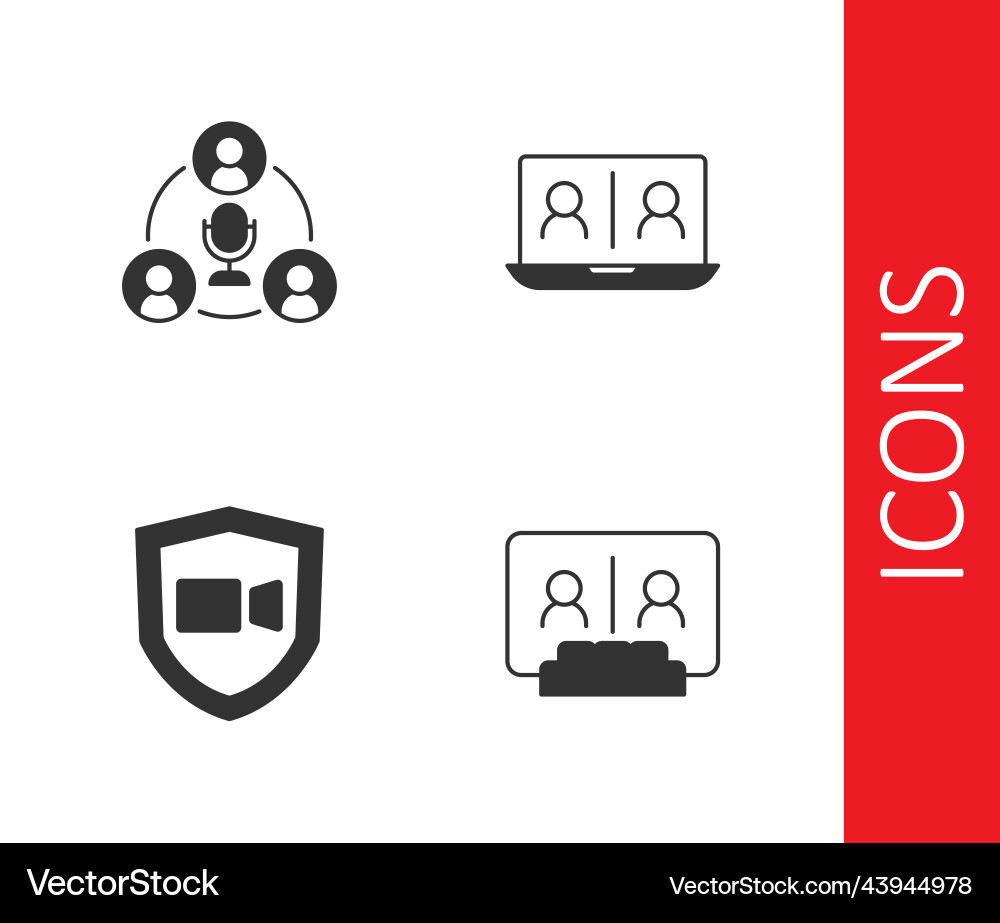 Set video chat conference meeting and icon Vector Image