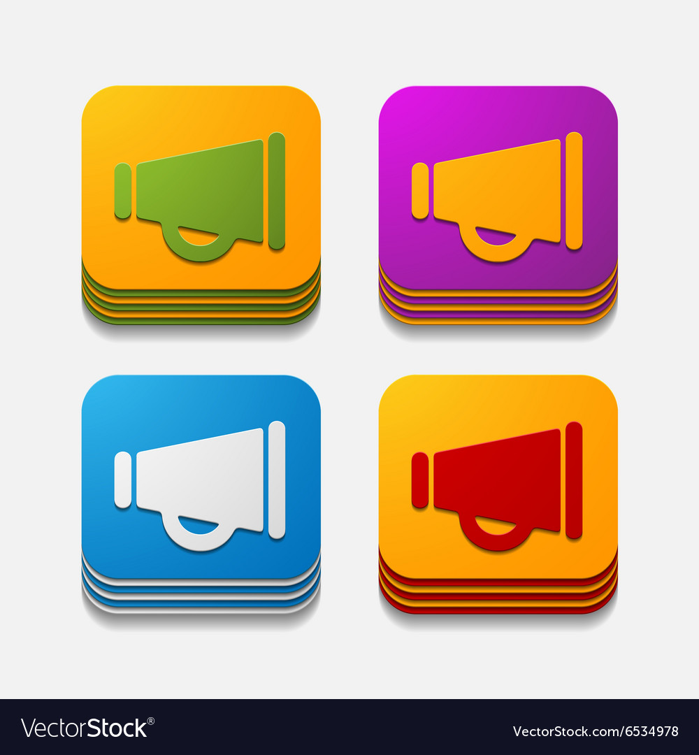 Square button megaphone Royalty Free Vector Image