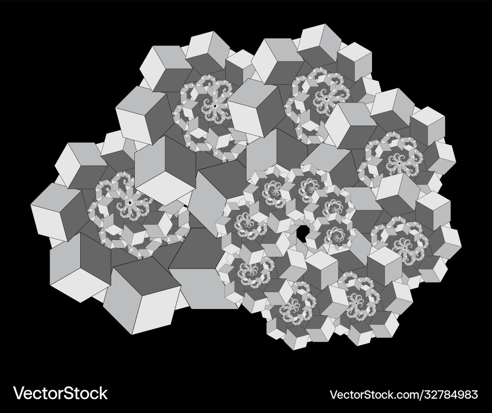 Abstract linear black and white spiral fractal Vector Image