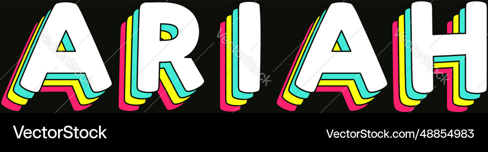 Ariah - retro rainbow typography faded style Vector Image
