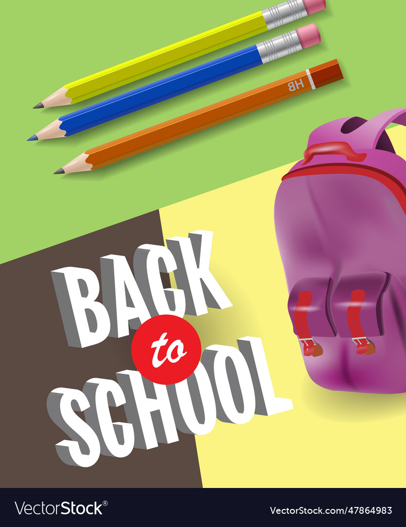 Back to school poster design with backpack Vector Image