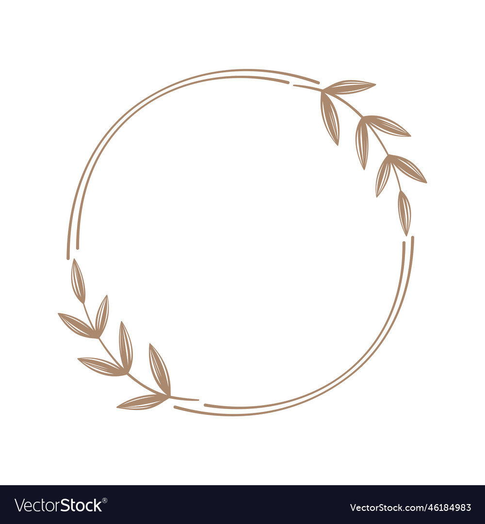 Botanical boho circle frame hand drawn round line Vector Image
