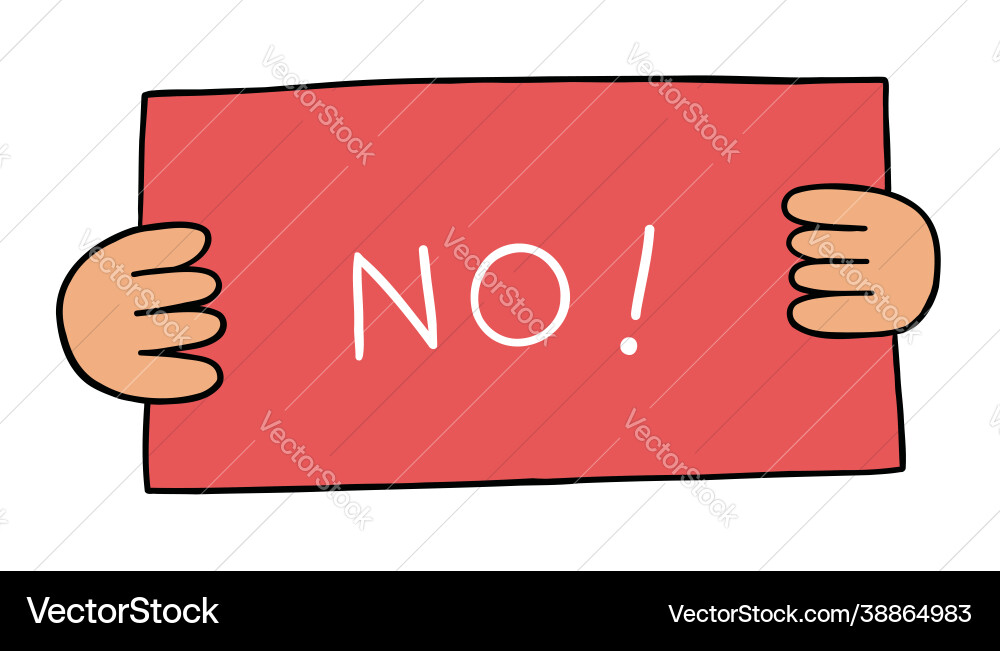 Cartoon holding no sign Royalty Free Vector Image