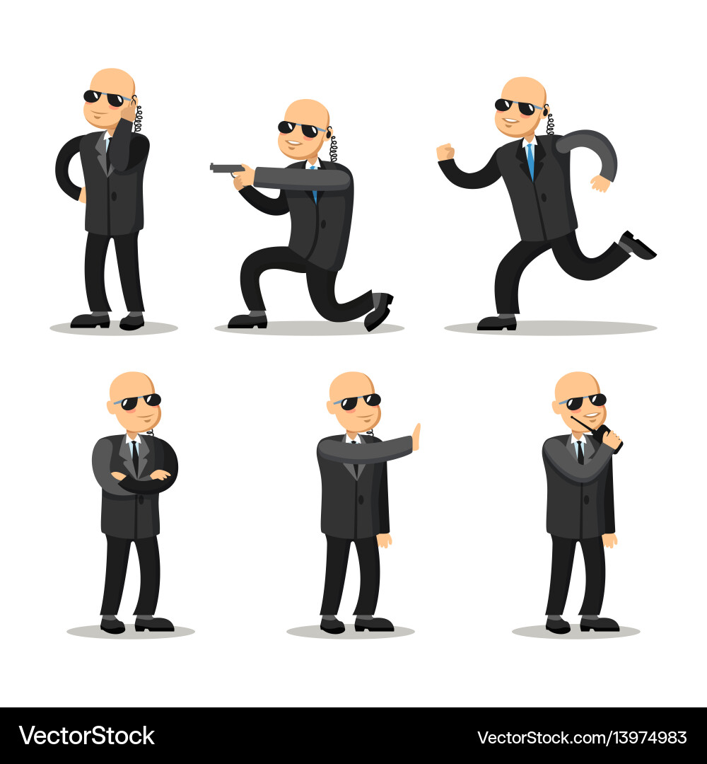 Cartoon professional safeguard man security guard Vector Image