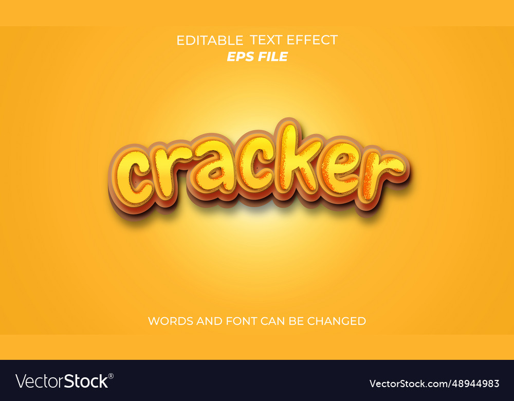 Cracker editable text effect 3d font style use Vector Image