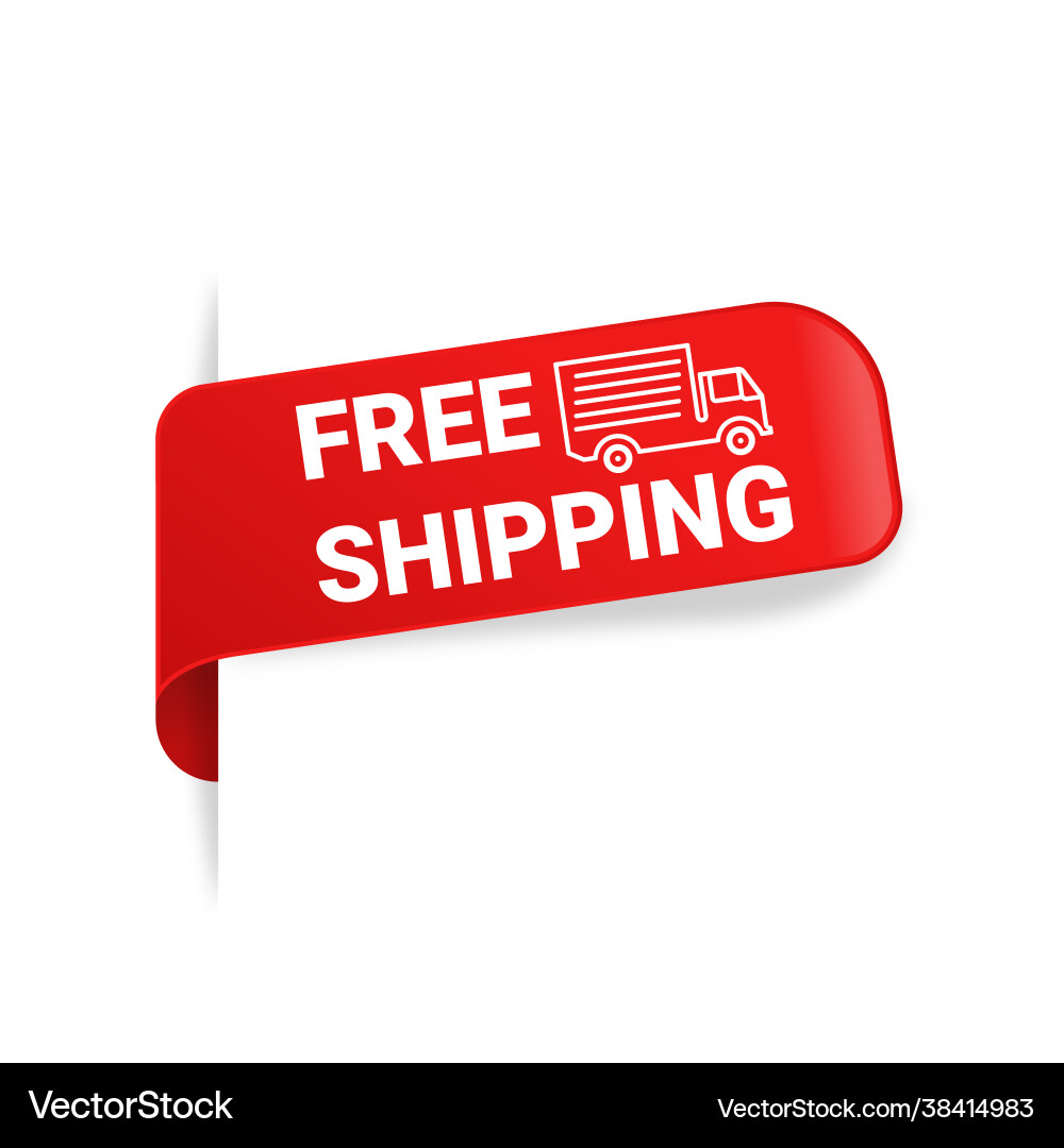 Free shipping red label shipping banner Royalty Free Vector