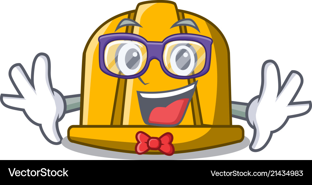 Geek construction helmet character cartoon Vector Image
