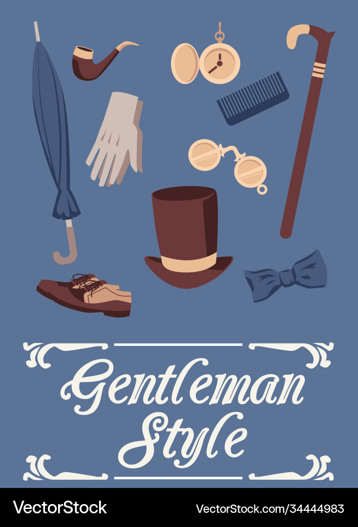Gentleman style card with elements mens outfit Vector Image